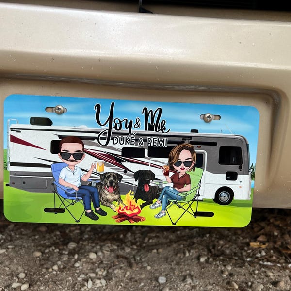 Custom License Plate for Camping Couple, Personalized Vanity Plate ...