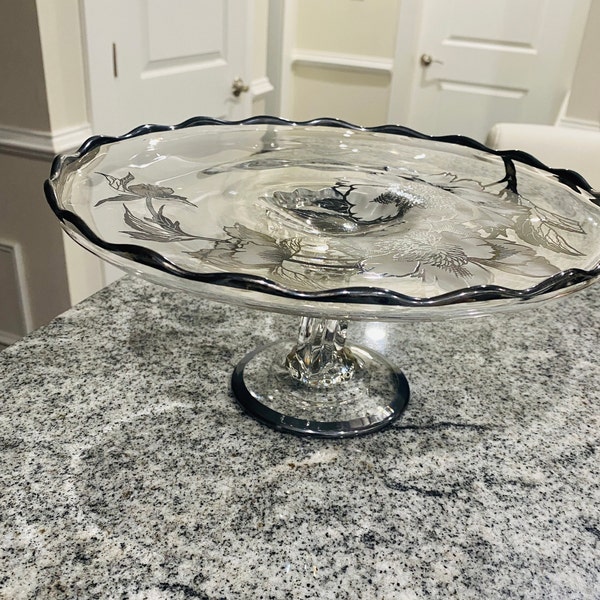 Vintage Crystal Tarnow Made in Poland Glass Cake Stand, Elegant Large ...