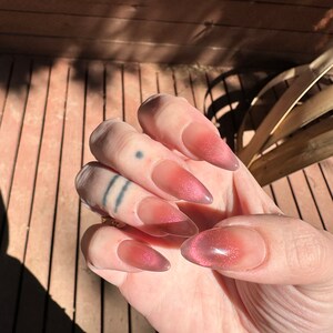 Handmade Baroque Cupid Arrow Lace Stripe Bow Nude Pink Press on Nails ...