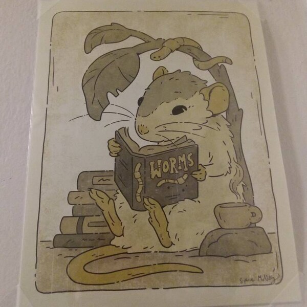 Bookworm Rat Art Print - Etsy