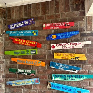 Custom Mile Marker Signs, Hand Painted Directional Signs With Locations ...