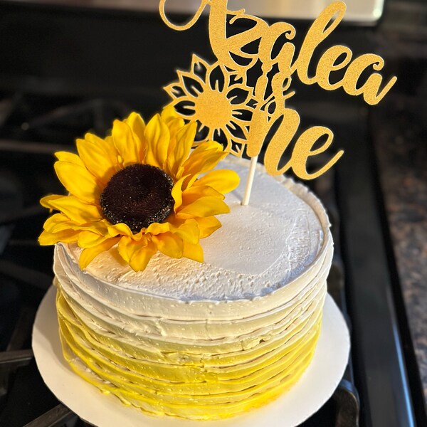 Custom Sunflower One Cake Topper, Sunflower Themed 1st Birthday Cake ...