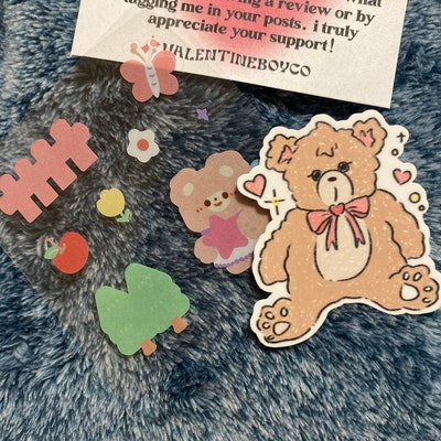 Coquette Vinyl Stickers Teddy Bear, Cherry Hearts, Bunny, Rabbit - Etsy