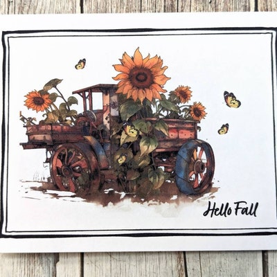 Vintage Farm Truck With Watercolor Sunflowers Clipart Bundle 20 Pngs ...