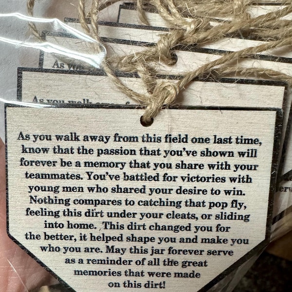 Personalized Baseball Senior Gift Dirt Jar Tag, Printed Home Plate Tag ...