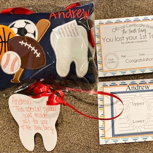 Baseball Sports Tooth Fairy Pillow, Boy Sports Tooth Fairy Pillow ...