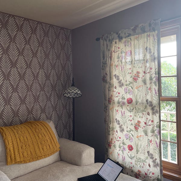 Elegant Damask Patterned Linen Curtains Ornate Baroque Floral Design ...