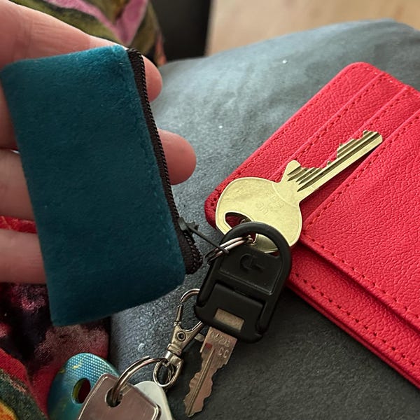 Mini Keyring Coin Purse Made From Brushed Lined Cotton or Velvet Zip ...
