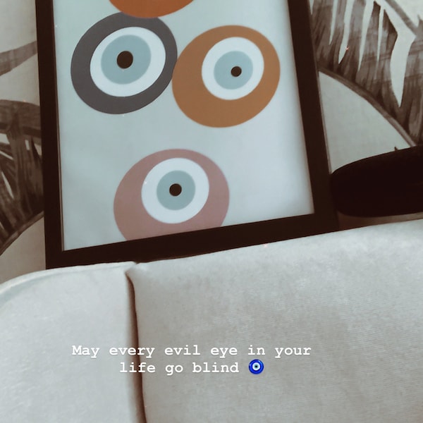 Evil Eye Poster, Modern Painting Vintage, Retro Evil Eye Painting ...