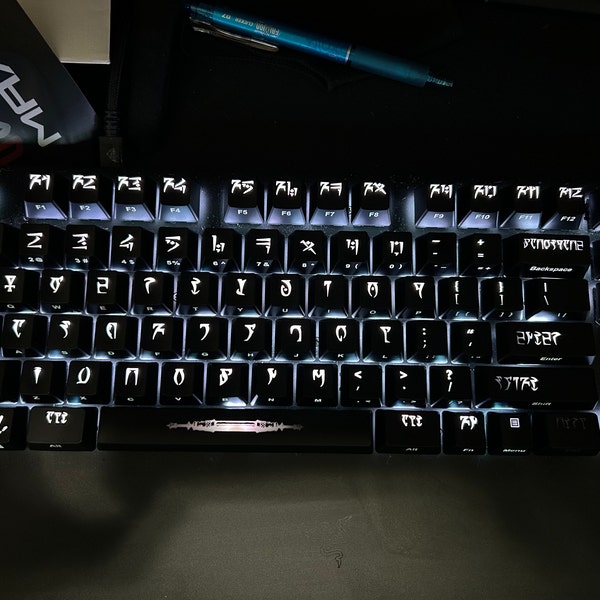Daedric Font Backlit Keycap Set (top Print Only or Top and Front Side ...
