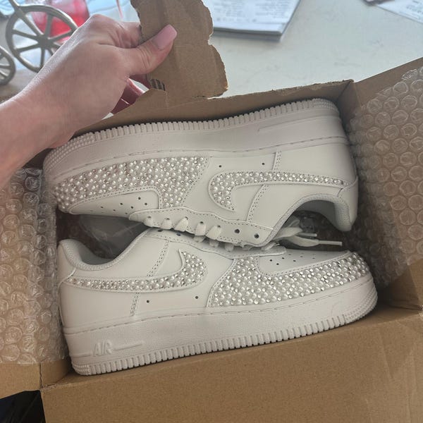 Bridal Air Force 1 Bright White Luxury Embroidered Sneakers • Bridal ...