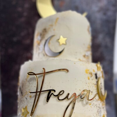 Acrylic Personalized Name Cake Charm Plaque in Cursive Script ...