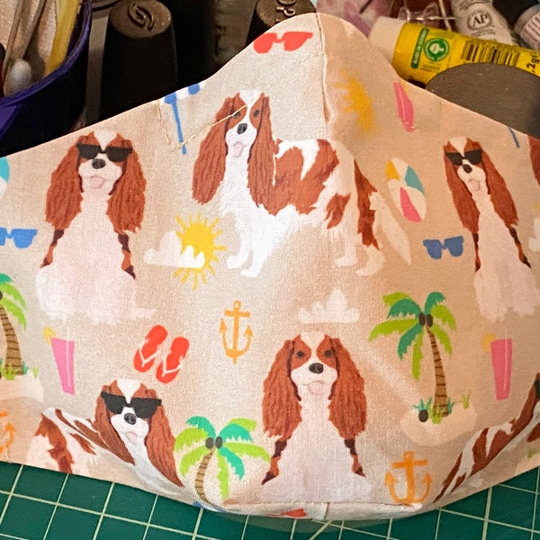 Cavalier Fabric - Cavalier King Charles Spaniel Beach Blenheim Cavalier ...