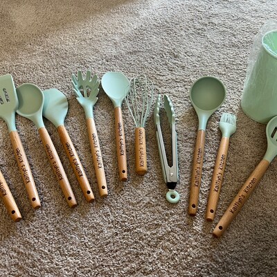 PINE Green Spatulas 3 Piece. Farmhouse Silicone Utensil. Bpa-free, Non ...