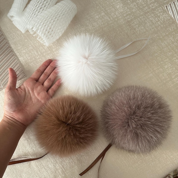 Black Fur Earmuffs for Women, Big Fox Fur Ear Muffs, Handmade Winter ...