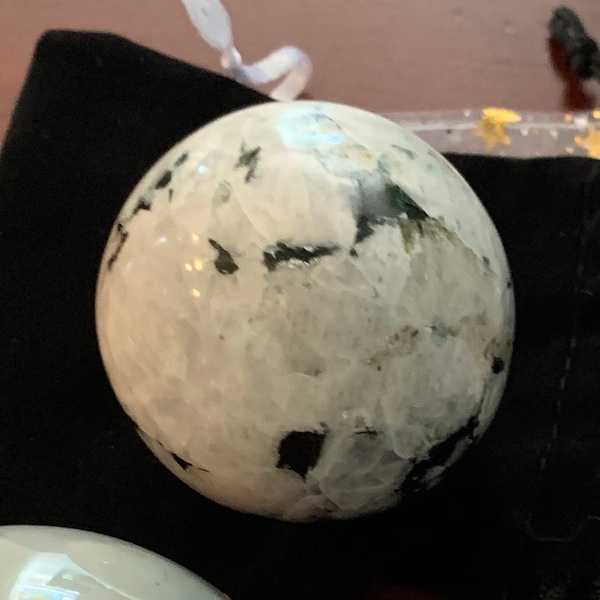 LARGE!!! RAINBOW MOONSTONE Sphere Natural Stone Hand Carved Gemstone ...