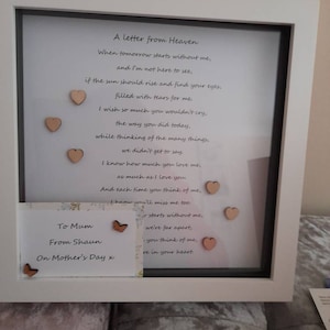 Memory Poem, Frame, A Letter From Heaven, Poem Picture, Shadow Box ...