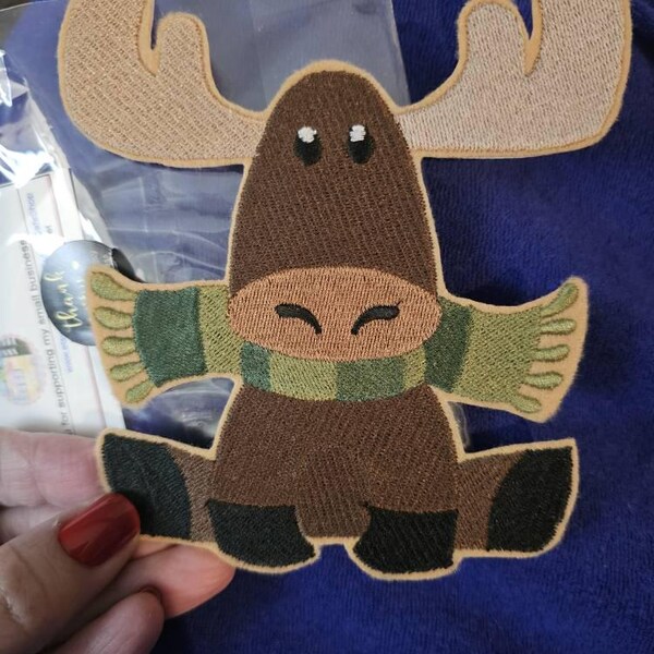 Winter Moose Embroidered Patch - Moose Patch - Moose Embroidery Designs ...