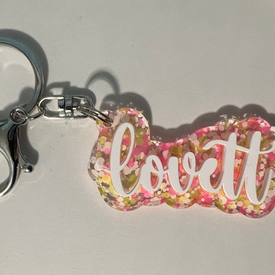 Personalized Name Keychain Cute Dots Acrylic Keyring - Etsy