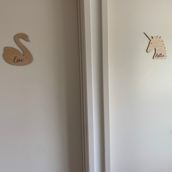 Personalised Wooden Bamboo Door-wall Hanging Unicorn Design-wall Art ...