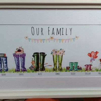 Personalised Family Welly Tree Print Custom Family Tree - Etsy