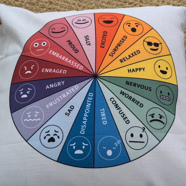 ROUND EMOTION PILLOW | Kid Feelings Wheel | Therapist | School ...