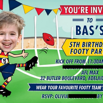 AFL Football Party Printable Birthday Invitation Footy , Aussie Rules ...