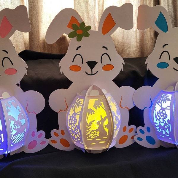 Set 3 Bunny Lantern PDF, SVG, Studio Template - Bunny Easter Egg ...