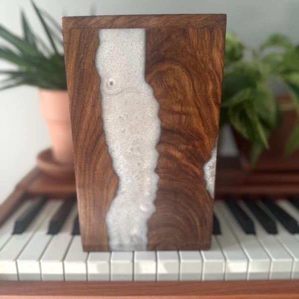 Handcrafted Rosewood and Resin Ocean Wave Design Memorial Urn Box Urns ...