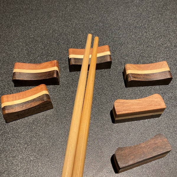 Two Pieces Chopstick Rest Plain Wood Smooth Light Weight Natural Colour ...