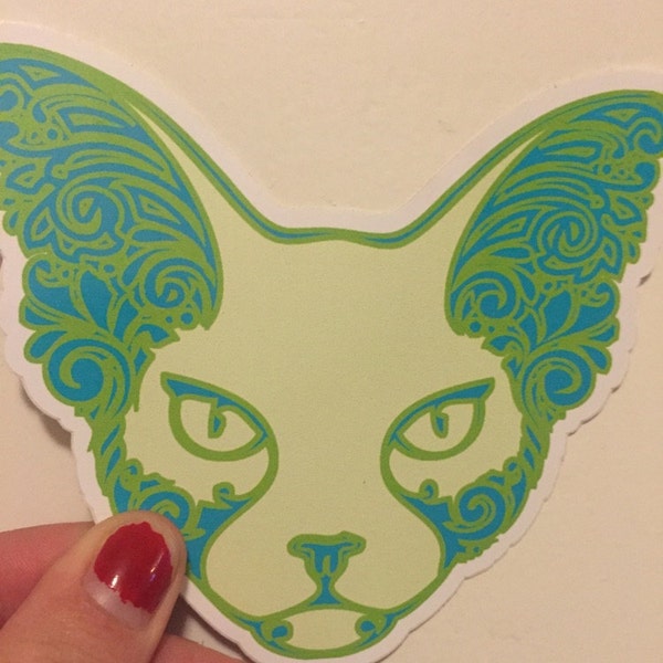 Green Sphynx Cat Bumper Sticker - Etsy
