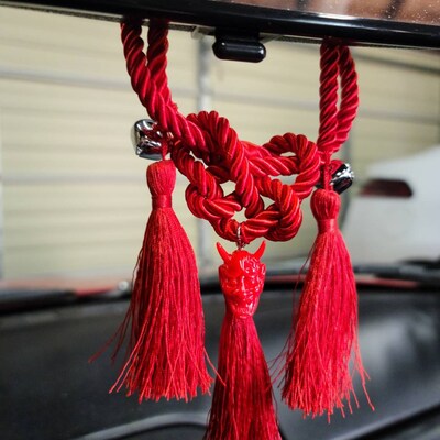 Oni Mask Red With Red Tassels VIP Rope Knot Charm Good - Etsy