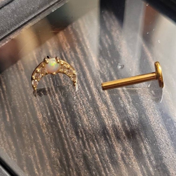 14K Solid Gold Threadless Zodiac Sign Tops/push-in Labret/12 ...