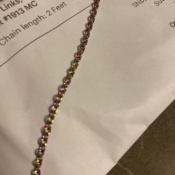 Rainbow Titanium Plated Stainless Steel Chain 2.5x2mm Oval Links ...