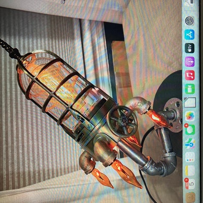 15 Rocket Ship Spaceship Steampunk Industrial Pipe Desk Lamp With 4 ...