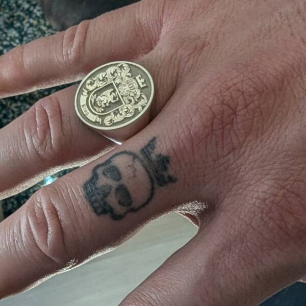 Men's Oval Signet Ring in Solid Gold, Solid Gold Monogram Ring for Men ...