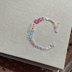 Machine Embroidery LETTER C Uppercase 9,7cm /3.85 Tall Dainty Floral ...