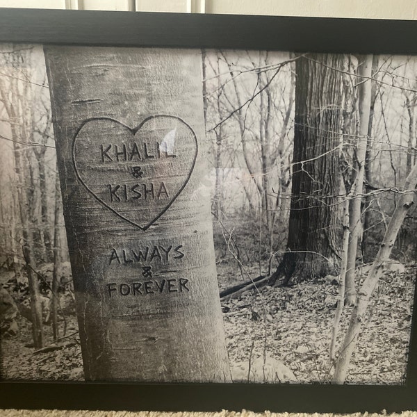 Personalized Carved Tree Art Print, Gift for Couple, Boyfriend Gift ...