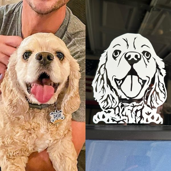 Custom Dog Decal, Pet Decal, Pet Outline Drawing, Laptop Dog Sticker ...