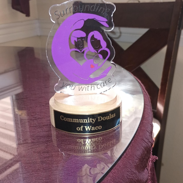 Hexagon Acrylic Trophy With Wood Base / Science Award / STEM Award ...