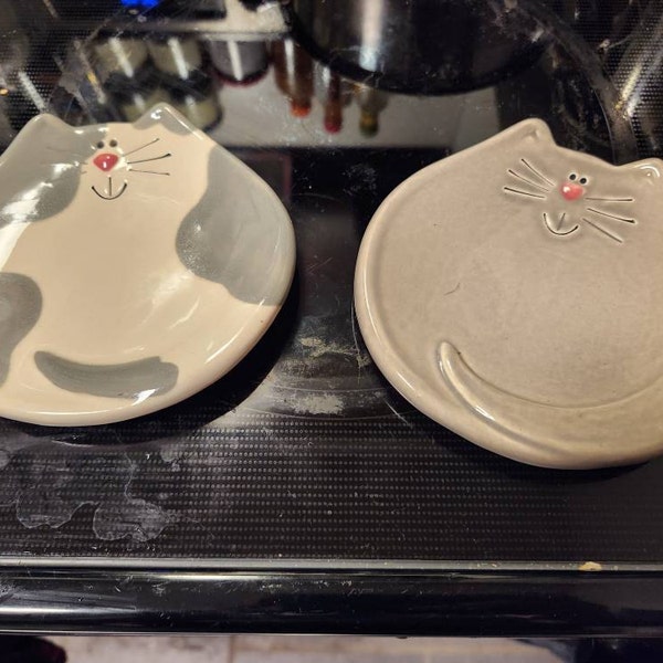 Ceramic Cat Dish That Works Nicely as a Tea Bag Rest, Spoon Rest, Soap ...