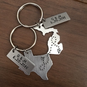 State Keychain With Initial and Date Charm Pick Your States Long ...