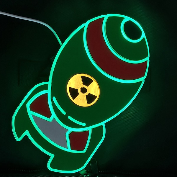Nuclear Bomb Edge Lit LED Sign , Neon Like , Arcade Light Sign, Nuke ...