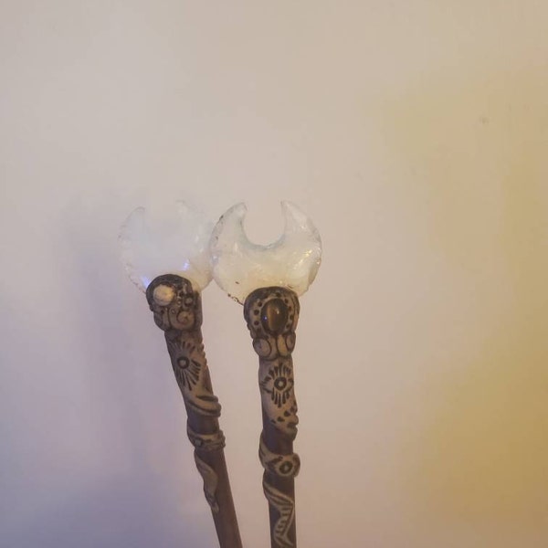 Moon Hair Stick Crescent Moon Shape Hair Stick Crystal Healing Stone ...