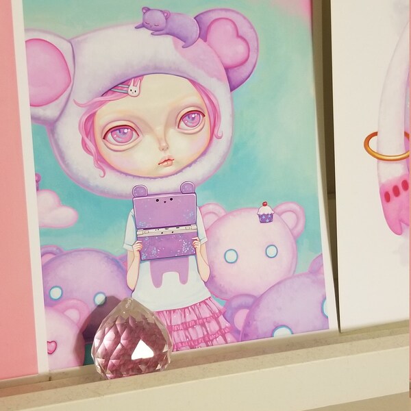 Kawaii Art Print - Pastel Kei, Fairy Kei, Pastel Pink Hair, Cute Big ...