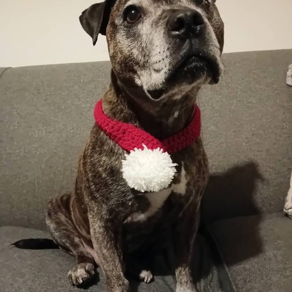 Christmas Dog Scarf With Pompom - Available in 4 Colour Schemes - Santa ...