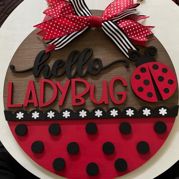 SVG- Hello Lady Bug With Black & White Ladybug-polka Dot and Daisy ...