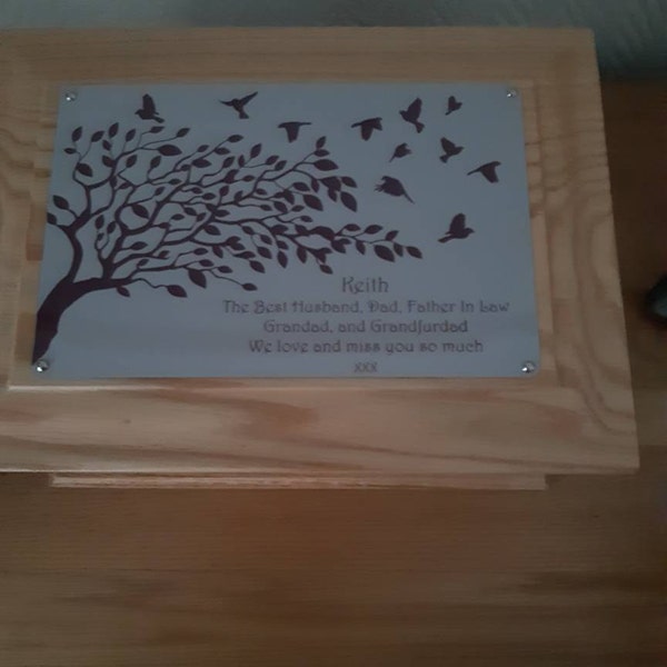 Angel Cremation Urn Ashes Casket, Angel in the Sky Personalised Wooden ...