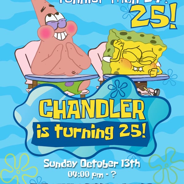 Editable Spongebob Birthday Invitation Template | Printable Sponge Bob ...
