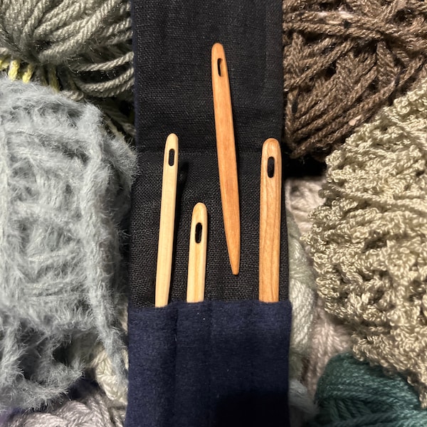 Wooden Nalbinding Needles / With Case /set of 4 / Handcarved Needle ...